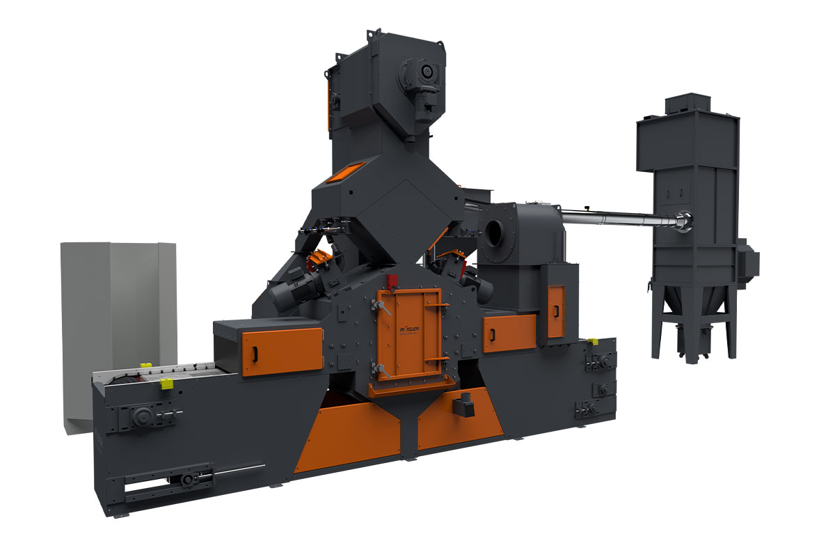 New continuous flow wire mesh belt blast machine from Rösler runs more ...